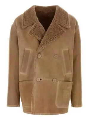 Fendi Double-breasted Shearling Jacket - Brown