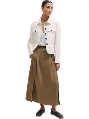 ME+EM Linen-blend Maxi Wrap Skirt - Dark Tan