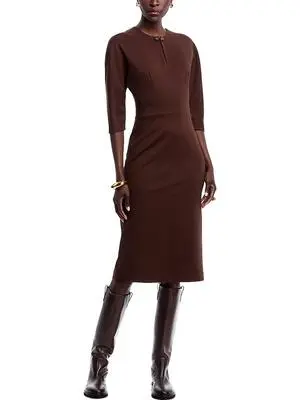 Fabiana Filippi Three Quarter Sleeve Midi Dress - Dark Brown