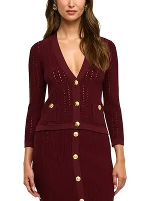 L'AGENCE L'AGENCE Irvin Pointelle Cropped Cardigan Deep Port