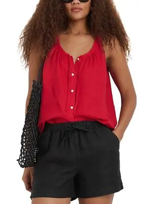 ALEX MILL Sidney Linen Top - Crimson
