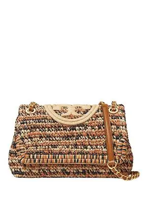Tory Burch Fleming Soft Raffia Convertible Shoulder Bag - Multi/brass