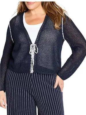 NIC+ZOE Mesh Tie Cardigan - Dark Indigo