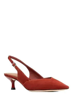 DONALD PLINER Pointed Toe Slingback Pumps - Redwood