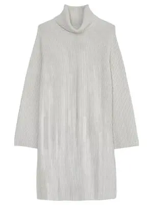 Marc O'polo Turtleneck Ribbed Mini Dress - Grey