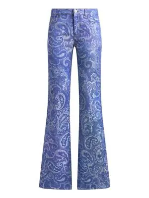 Etro Paisley-jacquard Flared Jeans - Blue