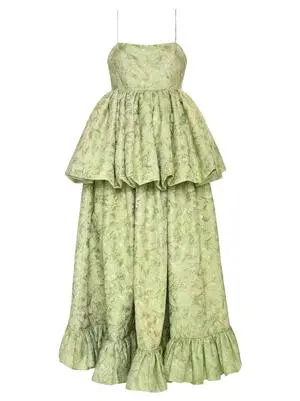 ANOUKI Sleeveless Ruffle Dress - Green