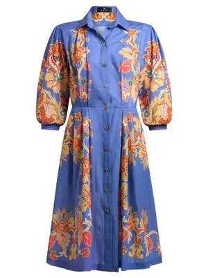 Etro Floral-motif Shirt Dress - Blue