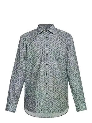 Etro Geometric-print Long-sleeve Shirt - Blue