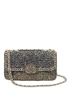 ISLA Tweed Metallic-woven Shoulder Bag - Black
