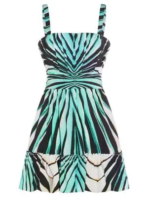 Roberto Cavalli Zebra-print Skater Dress - Blue