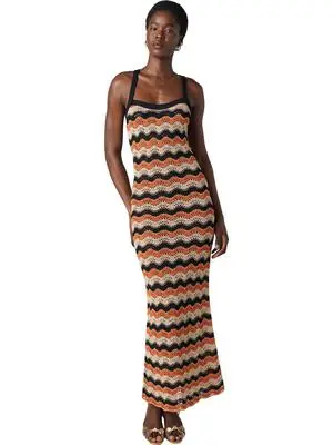 Diane Von Furstenberg Arcadia Knit Maxi Dress - Black And Burnt Ochre Multi