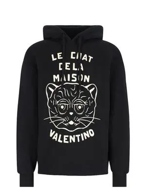 Valentino Garavani Cotton Jersey Hoodie - Black + Butter