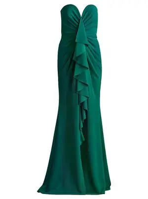 Tadashi Shoji Strapless Ruffled Gown - Green
