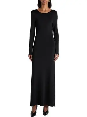 Bottega Veneta Open Back Long Sleeve Compact Jersey Dress - 1000 Black