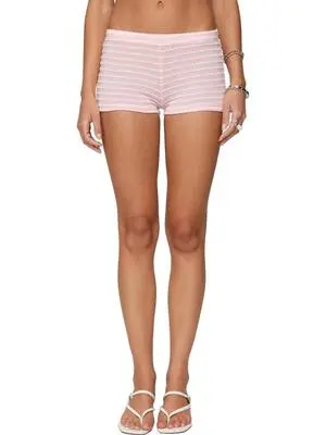 EDIKTED Low Rise Striped Micro Shorts - Light-pink