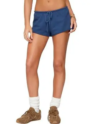 EDIKTED French Terry Drawstring Shorts - Navy