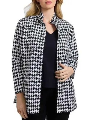 Foxcroft Carolina Houndstooth Cotton Button-up Shirt - Black/ White