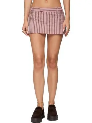 EDIKTED Marlow Stripe Cotton Skort - Pink