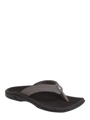 Olukai Ohana Flip Flop Basalt/grey Faux Leather