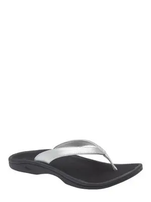 Olukai Ohana Flip Flop - Silver/black