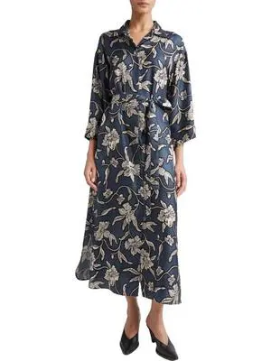 MAX MARA Peonia Print Silk Twill Shirt Dress