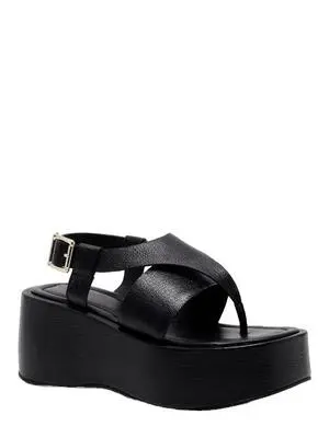 Free People Ankle Strap Platform Sandals - Black