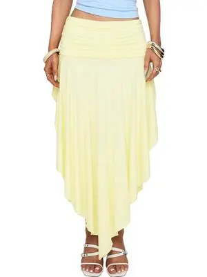 Princess Polly Symphonia Asymmetric Midi Skirt - Butter Yellow