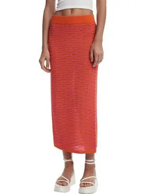 Desigual Mesh Knit Midi Skirt - Red