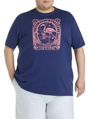 LIFE IS GOOD Big & Tall Flamingo Graphic Tee - Navy