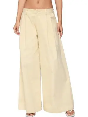 EDIKTED Lennon Ultrawide Leg Pants - Beige