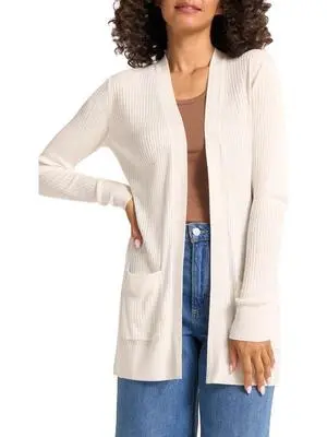 Matty M. Colfax Longline Open Front Cardigan - Vellum