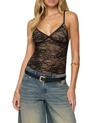 EDIKTED Lace Cami Bodysuit Black