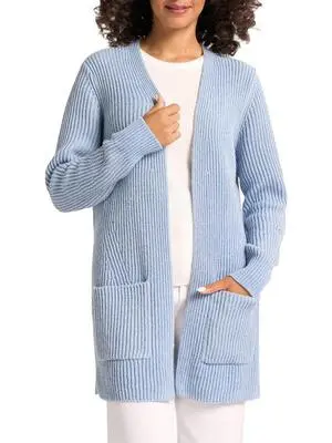 Matty M. Faye Longline Open Front Cardigan - Dusty Blue