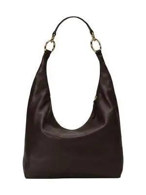 HYER GOODS Leather Hobo Ring Bag - Dark Chocolate