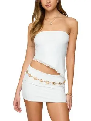EDIKTED Asymmetric Mesh Top - White