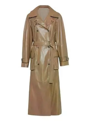Brunello Cucinelli Leather Trench Coat - Neutrals