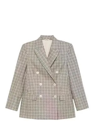 Brunello Cucinelli Check-print Double-breasted Blazer - Neutrals