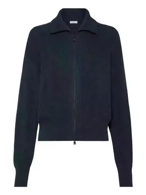 Brunello Cucinelli Metallic-threading Cardigan - Blue