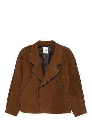 Sandro Suede Double-breasted Jacket - Brown