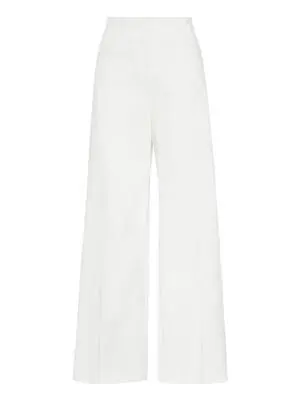 Brunello Cucinelli Cotton Flared Trousers - White