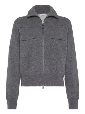 Brunello Cucinelli Double-knit Cardigan - Grey