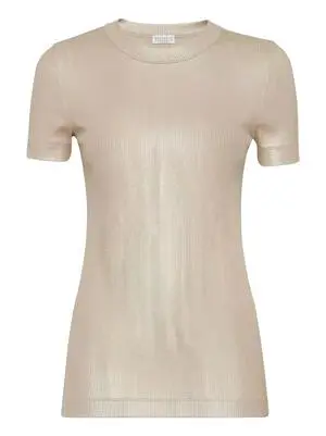 Brunello Cucinelli Ribbed T-shirt - Neutrals