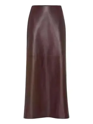 Brunello Cucinelli Leather Maxi Skirt - Red