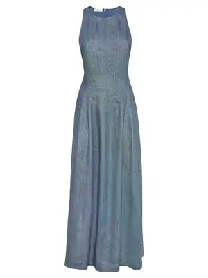 Brunello Cucinelli Crepe Maxi Dress - Blue