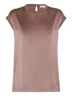 Brunello Cucinelli Satin T-shirt - Brown