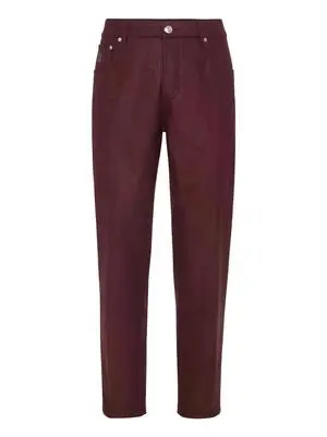 Brunello Cucinelli Logo-embroidered Trousers - Red