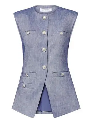 Veronica Beard Tamara Linen-blend Vest - Blue