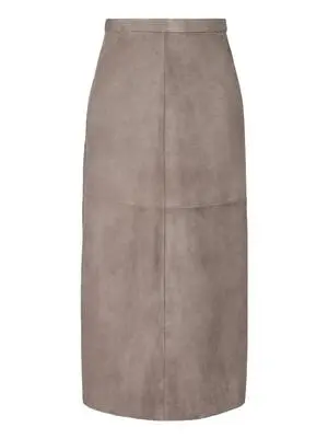 Max Mara Suede Midi Skirt - Grey
