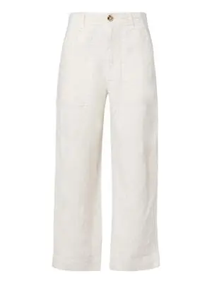 Velvet By Graham & Spencer Issa Linen Barrel-leg Pants - White